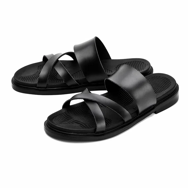 3.5cm 소가죽 라인 크로스 슬리퍼 로우(CR1007)