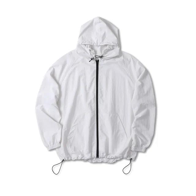 Nylon string hood zip-up White