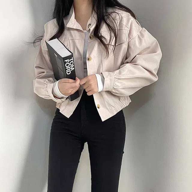 [3col/핏이쁜]아방핏 크롭 투포켓 버튼 야상 자켓 jk_더멋