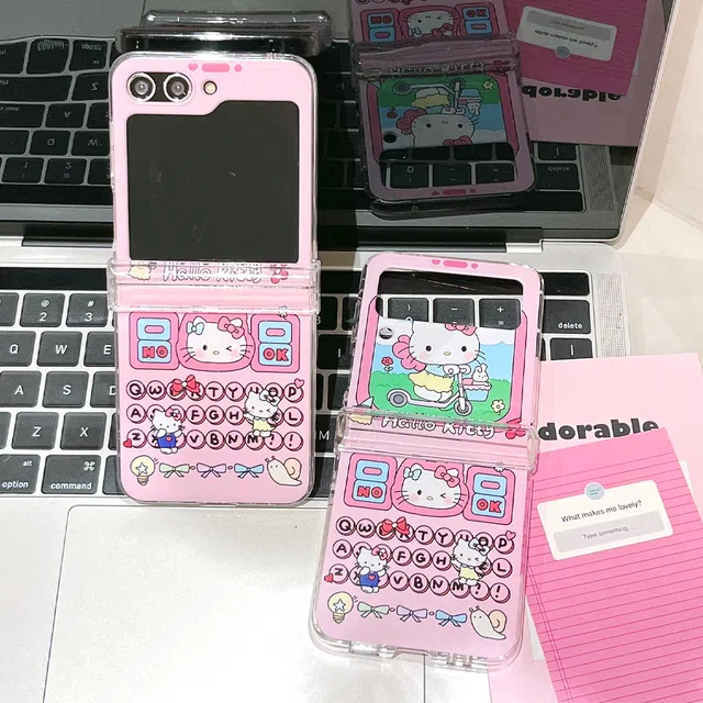 갤럭시 Z플립5 Z플립4 Z플립3 고양이 캐릭터 일러스트 레트로 감성 전화기 디지인 힌지보호 슬림 하드 제트플립5 제트플립4 제트플립3 지플립5 지플립4 지플립3 케이스