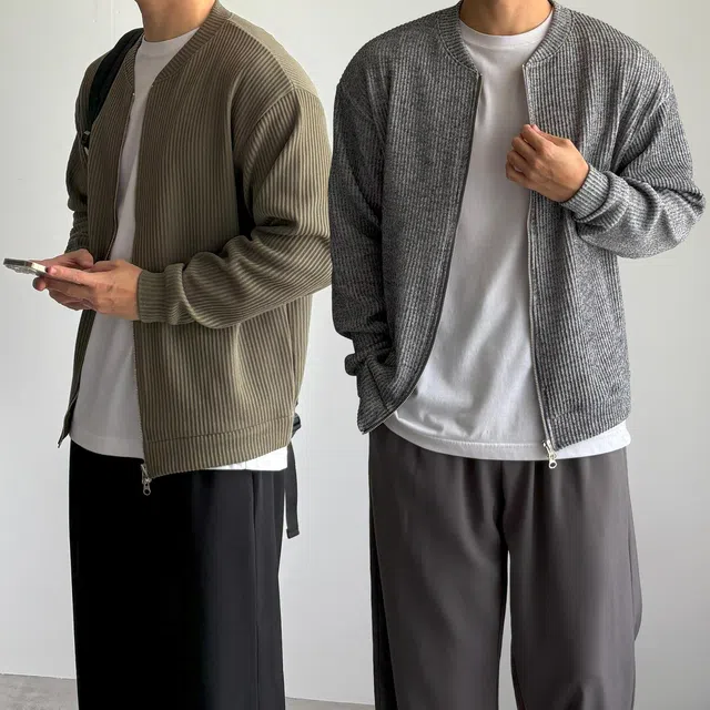 니트 집업 라운드 차이나 투웨이 가디건 9COLOR