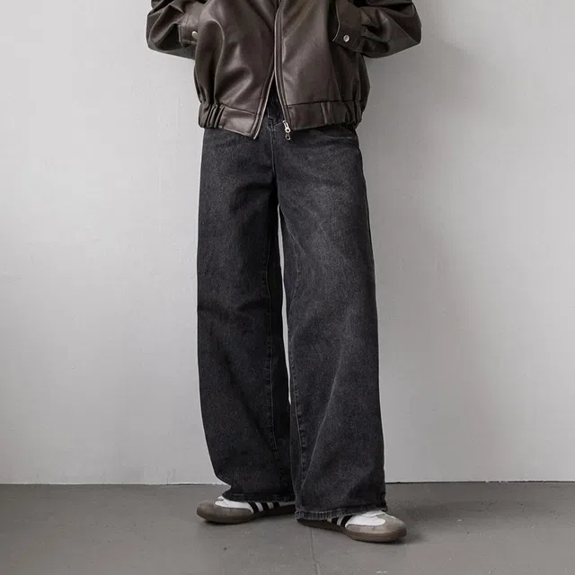 K755 스탠다드 워싱 와이드 청바지