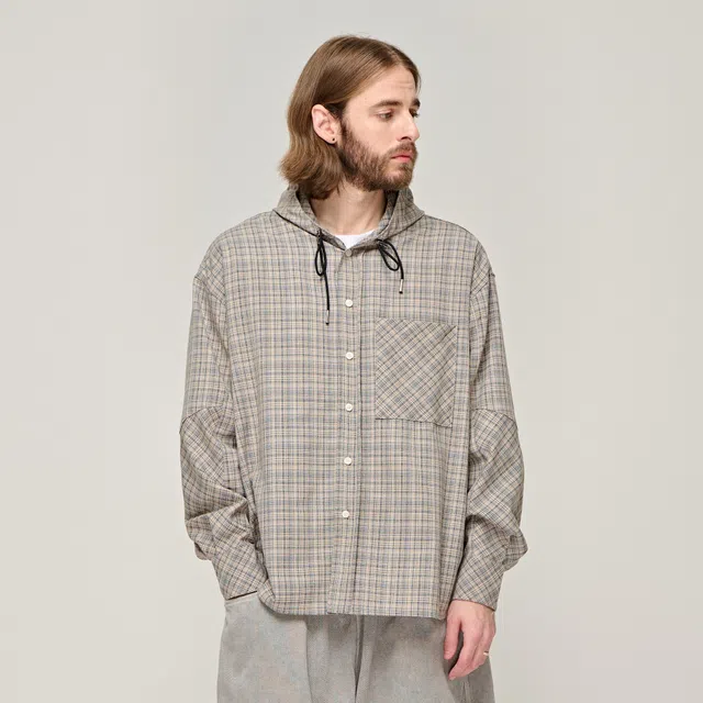 CB CHECK HOOD SHIRT (BEIGE)