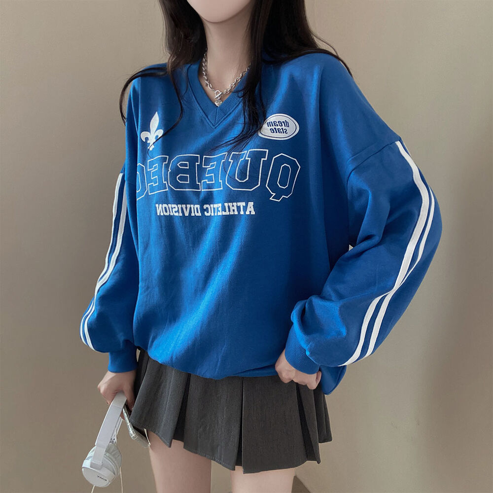 (2color/Y2K)Vネックルーズスウェット | ファッション通販サイト NUGU